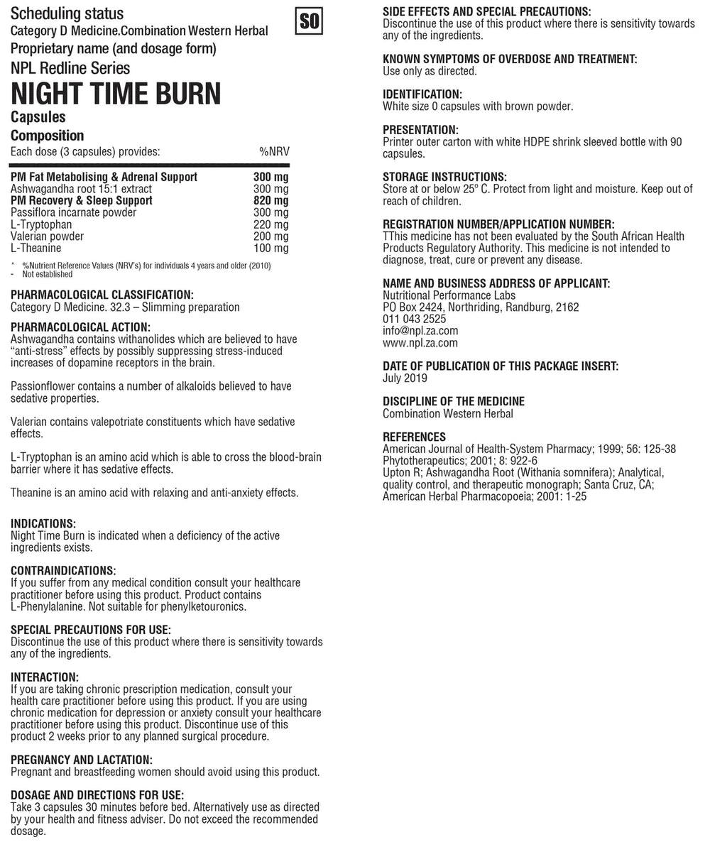 NPL Night Time Burn 90 Caps – Snatching Llama